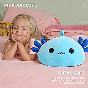 Onsoyours Cute Axolotl Plushie, Soft Stuffed Animal Salamander Plush Pillow, Kawaii Plush Toy for Kids (Blue Axolotl A, 13")