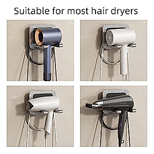 GQOG Hair Dryer Holder Adhesive Wall Mount Space Aluminum Blow Dryer Stand(Single Holder)