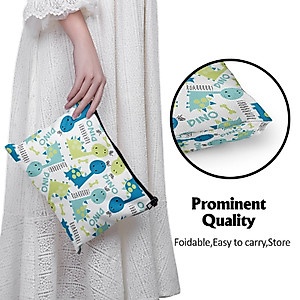 Cafl Cute Dinosaur Makeup Bag Cute Dino Make Up Bag Zipper Cosmetic Pouch Large Toiletry Bag Travel Linen Make Up Organizer for Purse for Women 10×8Inch