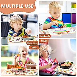 60 Pack Disposable Placemats for Baby & Toddle, 12" x 18" Restaurant Table Mats, Sticky Kids Placemat for Picnic Table, Party, Travel, Fruit Alphabet Theme