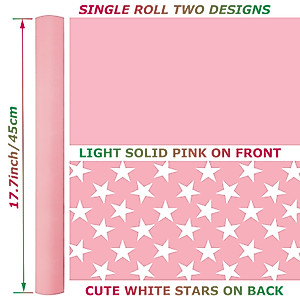 U'COVER Pink Gift Wrapping Paper Roll for Girls Women Birthday Baby Shower Wedding Christmas Valentines Day Anniversary Graduation Holiday Gift Wrap Rolls Star Pattern Medium Roll (PINK)