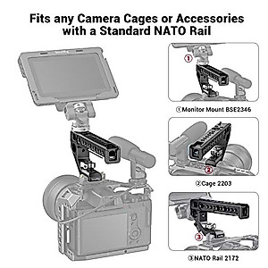 SMALLRIG Top Handle Grip for NATO Rail Standard with Locating Hole, Anti-Off Designed Cold Shoe Mounts,15mm Rod Clamp for DSLR Camera, Camera Cage - HTN2439