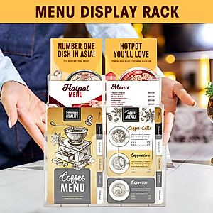 Vicenpal 3 Tier Acrylic Brochure Holder 4 x 9 Inch Brochure Display Stand Multi Pocket Magazine Holder Greeting Card Organizer Clear Literature Holder for Menu, Letter, Pamphlet, Sign, Desk(2 Pcs)