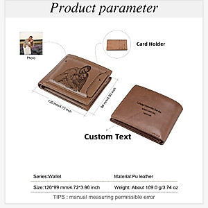 Lovejewelry Personalized Custom Picture Wallets for Men Engraved Leather Photo Wallet for Father Boyfriend (Style 4)