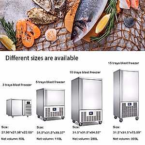 Kolice Commercial 5 Trays Blast Chiller & Freezer, Chest Freezer, Blast Freezer, Flash Freezers, Dumpling Freezer, Batch Freezer for Restaurant Bakery School Hard ice Cream, Chicken, Fish, Dessert etc