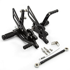 CNC ZX10R 04-05 Motorcycle Adjustable Rearsets Foot Pegs Rear Set Footpeg Brake Shift Pedal Compatible with Kawasaki Ninja ZX10R ZX 10 R ZX-10 2004-2005 Black