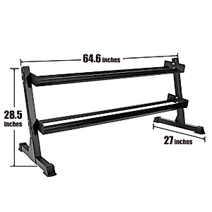 WF Athletic Supply Rubber Coated Hex Dumbbell Set, Multiple Choices Available - Dumbbells with Rack Stand and Mat, or Dumbbells Only (200/550/1200/2100/3000 LB) (d. 5-50LB w/ 2-tier Rack and Mat)