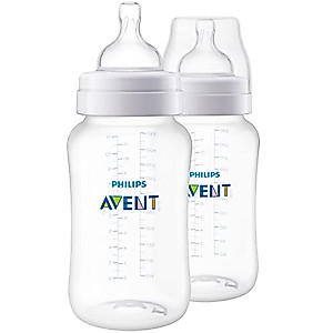 Philips Avent Anti-Colic Baby Bottle 11oz, Clear, Pack of 2, SCF406/24