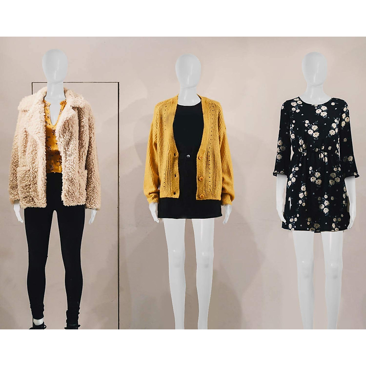 Female Mannequin Torso Manikin Dress Form 69" Realistic Full Body Mannequin Display Head Turns with Metal Base Plastic Adult Woman Adjustable Detachable Poseable Mannequin Model Mannequin Stand, White