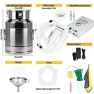 NAOEDEAH Electric Goat Milking Machine for Goat Milker 15L Pulsating Automatic Portable Goats Milking Machine Electric Plug-in Adjustable Powerful Pulsation Vacuum Milker Machine (15L for Goat)