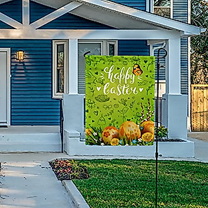 My Little Nest Seasonal Garden Flag Happy Easter Golden Eggs Flowers Vertical Garden Flags Double Sided for Home Farmhouse Yard Holiday Flag Outdoor Decoration Banner 12"x18"