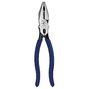 Klein Tools 12098 High Leverage Universal Lineman Combination Pliers with Crimping Die, Toothed Pipe Grip, Induction Hardened Knives, 8-Inch