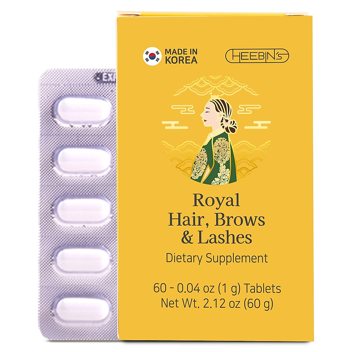 Heebin's Hair Growth Supplements with Biotin 4000 mcg, DHT Blocker and Collagen, for Hair Loss, Thinning and Regrowth, 60 Tablets, 2 Month Supply