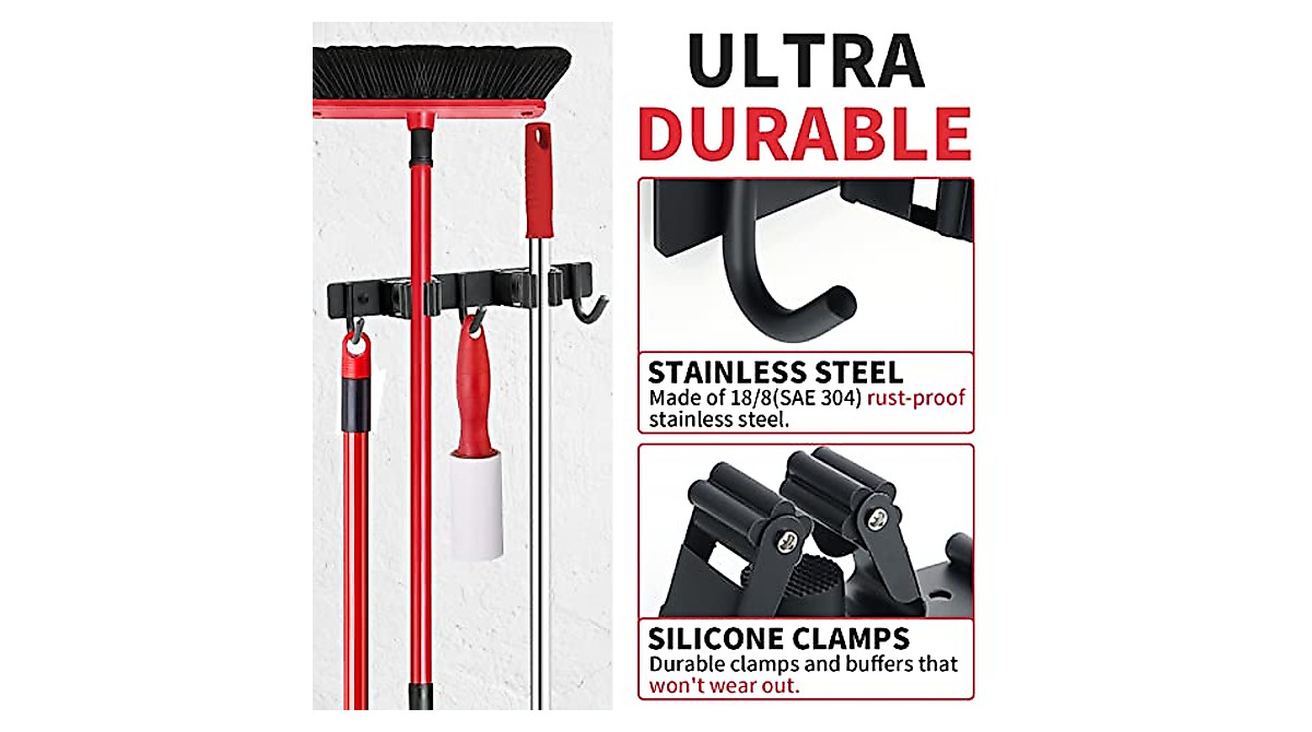 DunGu Heavy Duty Broom Holder - Wall Mounted Organizers