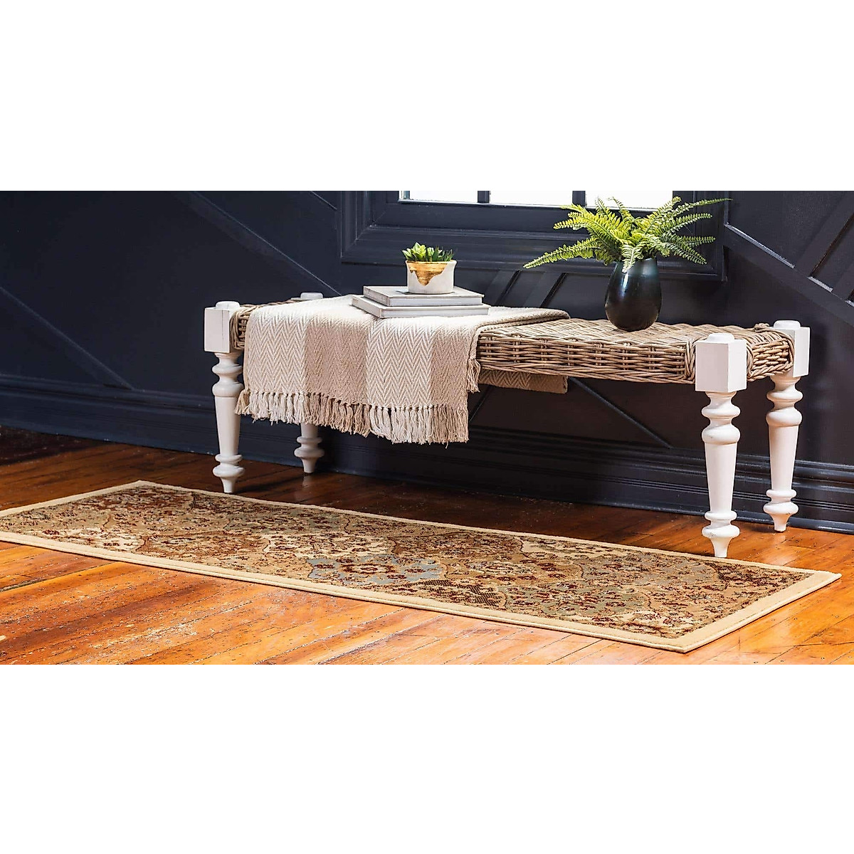 Unique Loom Voyage Collection Traditional Oriental Classic Intricate Medallion Design Area Rug, Runner 2' 2" x 6' 0", Ivory/Brown