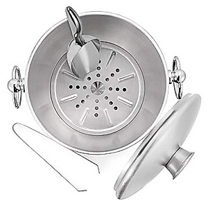 Ice Bucket with Lid, Scoop, Tongs and Strainer - Well Made Insulated Stainless Steel Keep Ice Frozen Longer - Ideal for Cocktail Bar, Parties, Chilling Wine, Champagne - 3 Liter (Stainless Steel)