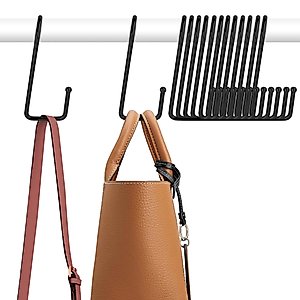 ZEDODIER 15 Pack Purse Hanger Purse Hooks for Closet, Sturdy Metal S Hooks Bag Organizer Backpack Holder, Closet Organizer and Storage, Black