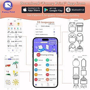 DOLEWA Mini Sticker Printer, Portable Thermal Inkless Sticker Maker with 8 Rolls Coloed Paper & 12 Pens, Wireless Thermarote Printers for Photos, Study Notes, Scrapbook, Journal, Memo (Doodle)