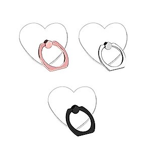 lenoup Transparent Heart Cell Phone Ring Holder Kickstand,360 Rotation Clear Heart Cell Phone Finger Ring Grip Stand for Phones,Pad