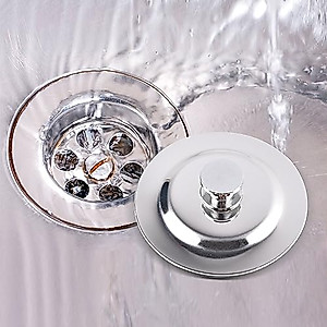 JINGIHE Universal Sink Plug, 38-42mm Bath Plug Replacement, Kitchen Sink Plug, Stainless Steel Bathroom Sink Plugs for Wash Basin, Drain Stopper in Bathtub and Laundry Pods