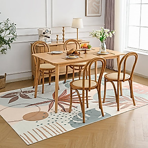 OIGAE 5x7 Area Rugs, Washable Nursery Rug for Bedroom, Living Room, Soft Low Pile Non-Slip Throw Carpet for Home, Classrom, Office, Pink