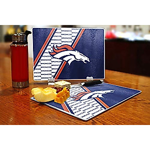 Duck House NFL Denver Broncos Tempered Glass Cutting Board with Display Stand , white, 10" X 14"