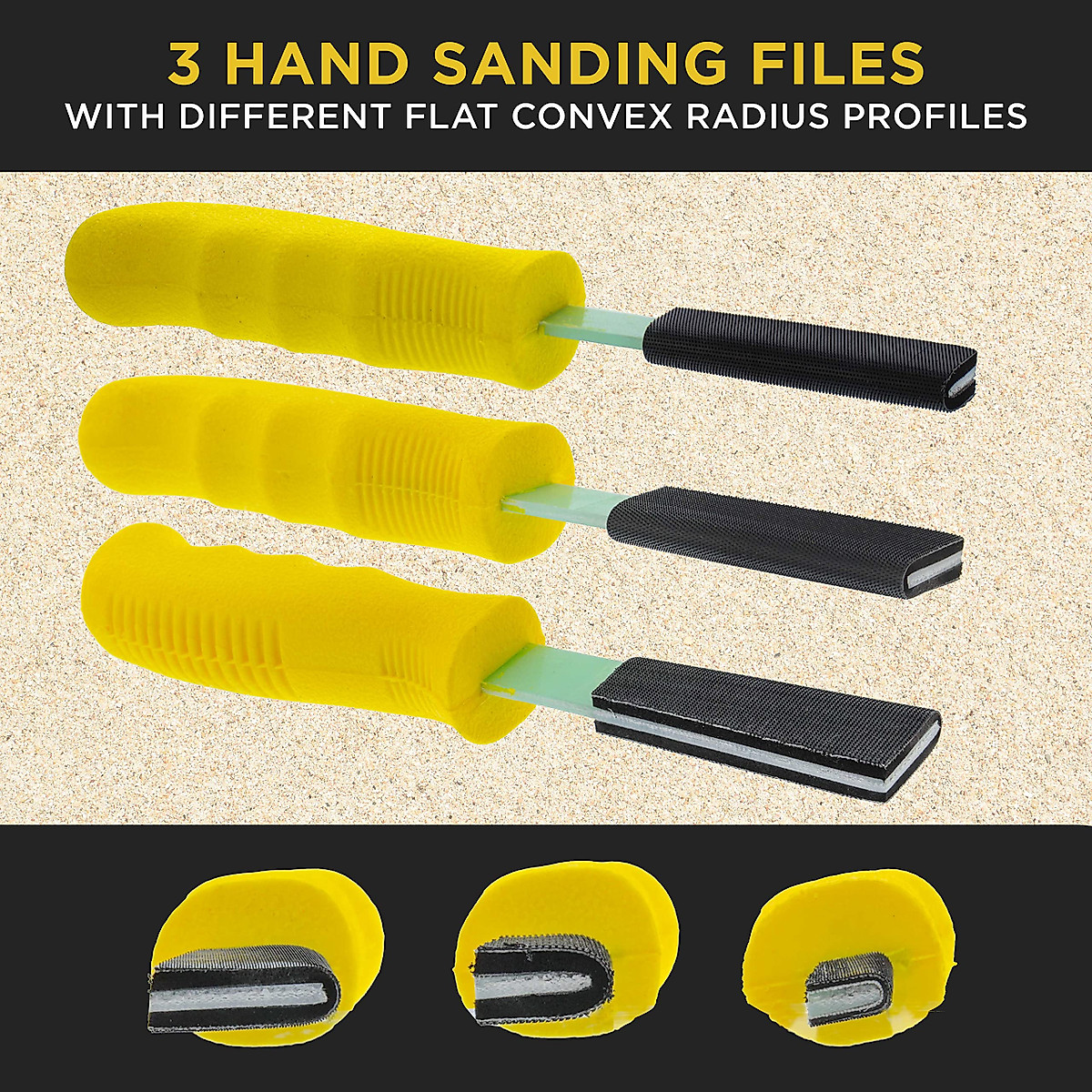 Dura-Gold Sanding Stick Kit with Ergo Handle Yellow Flat with 40 sheet Sandpaper Starter Kit