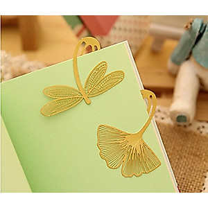 yueton Pack of 8 Cute Cartoon Art Feather Butterfly Dragonfly Gingkgo Monkey Pred Perry Sunflower Olive Branch Metal Gold Bookmarks Book Mark Reading New Novelty + Free Gift