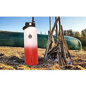 SENDESTAR Insulated Water Bottle W/Straw lid & Sport lid 32-40oz, Stainless Steel Vacuum Wide Mouth Sports Water Bottle Double Wall Sweat-Proof BPA Free Keep Cold or Hot for Hrs(Yellow&Pink)