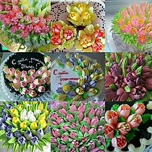 Leaf Piping Tips, Hsxxf 5PCS Russian Piping Tips Stainless Steel Piping Tips Piping Nozzles Cake Piping Icing Nozzles Cake Decorating Tips Set for DIY Baking Tools (5PCS Leaf), Sliver