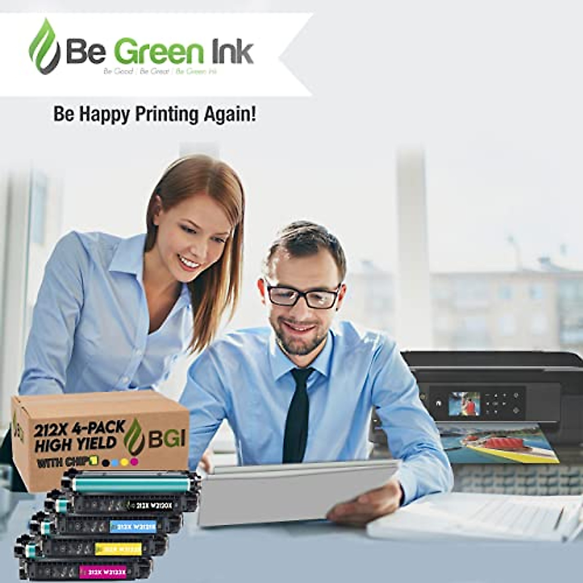 BGI Remanufactured Toner Cartridge Replacement for HP 212X High-Yield 4-Pack Use M554 M555 MFP M578 | W2120X W2121X W2122X W2123X | TAA Compliant, STMC Certified, USA Remanufactured | with Chip