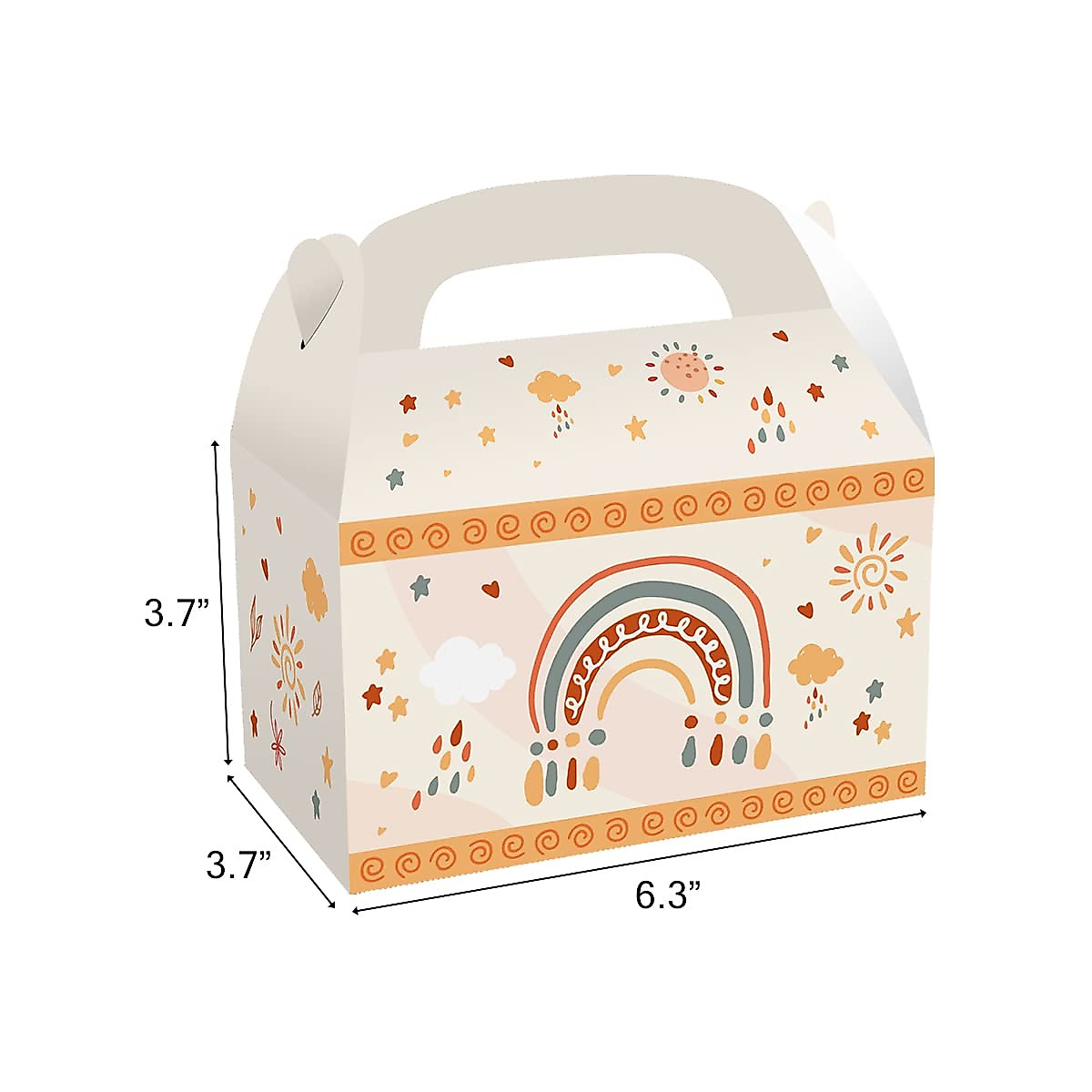 CIEOVO 24 Pack Boho Rainbow Party Goodie Gift Boxes, Boho Rainbow Paper Gift Boxes Bags for Boho Theme Kids Birthday Wedding Baby Shower Party Supplies Decoration
