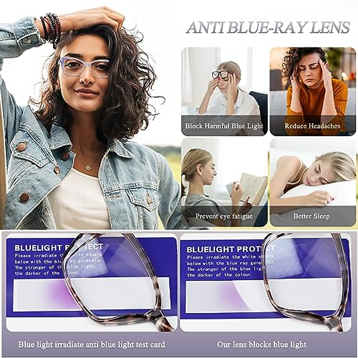 HOFANNO 6 Pack Stylish Reading Glasses for Women 1.5 Blue Light Blocking Readers Cateye Eyeglasses with Spring Hinge