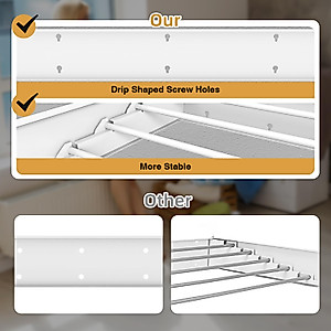 Laundry Drying Rack Collapsible, Wall Mounted Drying Rack, Clothes Wall Drying Rack, Space Saving Drying Rack for Laundry, 31.5" Wide, 13.2 Linear Ft, 5 Aluminum Rods, 60 lb Capacity (White 31.5")