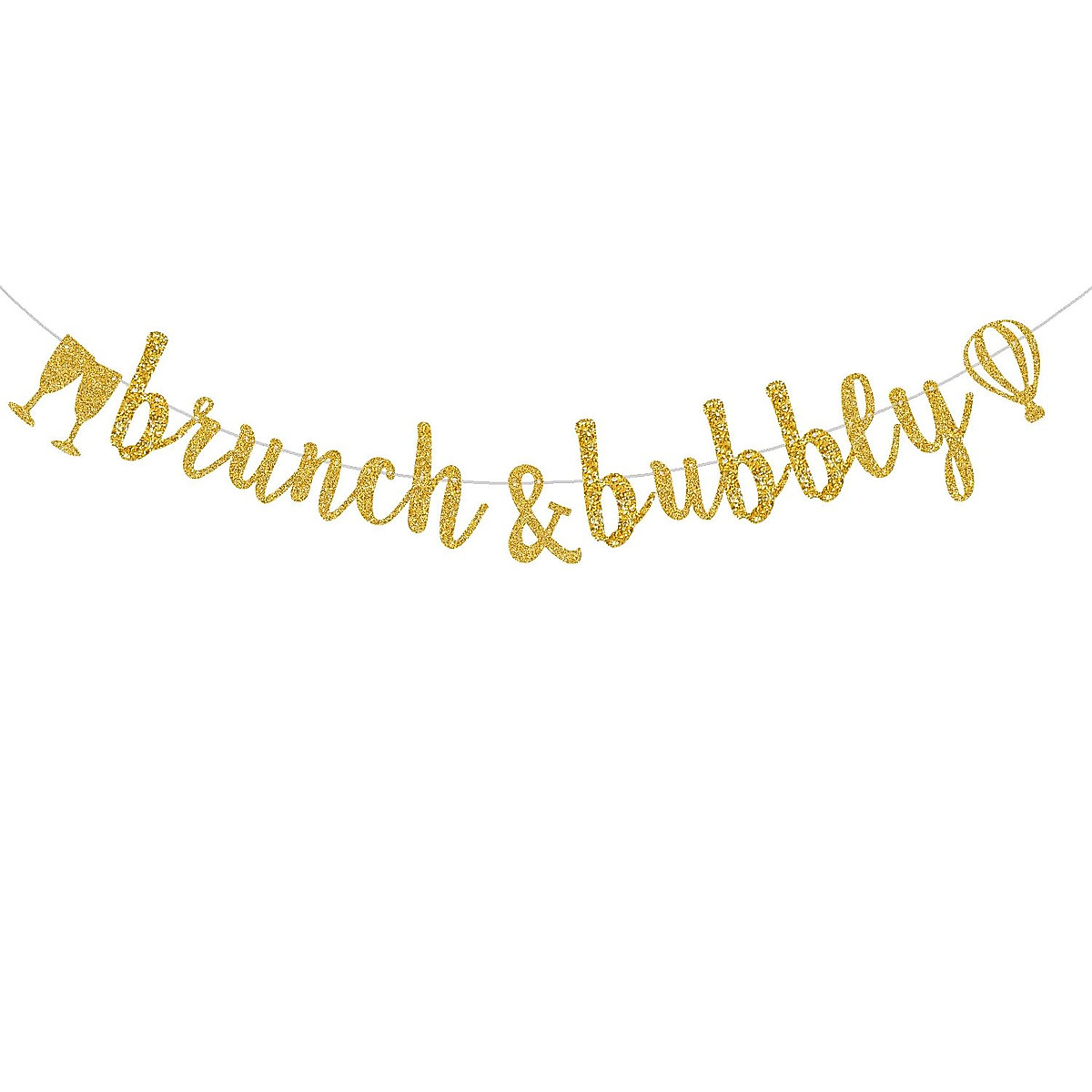 GeRRiT Brunch & Bubbly God Glitter Banner,Wedding Bachelorette Birthday Party Decorations. Bridal Shower Party Gold Glitter Decorations (Pre-Strung)