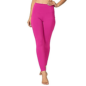 Kcutteyg Yoga Pants for Women with Pockets High Waisted Leggings Workout Sports Running Athletic Pants (Hot Pink, Large)