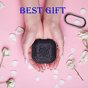 ATIMIRA TPU Rose Carving Case with Buckle Compatible with Galaxy Buds FE Case 2023 Galaxy Buds 2 Pro Case 2022/ Galaxy Buds 2 Case 2021/ Galaxy Buds Pro Case 2021/ Buds Live Case 2020,Black-Purple