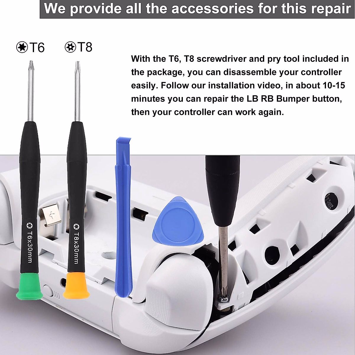 Ikpek 2 Pack Bumpers Replacement LB RB Button for Xbox Series X/S Controllers, Blue Shoulder Trigger Buttons Top Middle Bracket for Xbox Series Controller