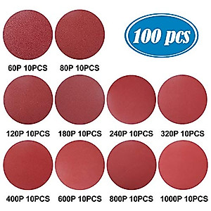 S SATC Premium PSA Sanding Discs 6 Inch 100 PCS 60 80 120 180 240 320 400 600 800 1000 Grit Aluminum Oxide Self Stick Adhesive Sanding Discs for Random Orbital Sander and Belt Disc Sander