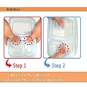 DOURA Meal Prep Containers 3 Compartment Food Storage Reusable Plastic Bento Microwavable Lunch Boxes with Lids BPA-Free 10-Pack,Stackable Dishwasher & Freezer Safe,Portion Control,32oz