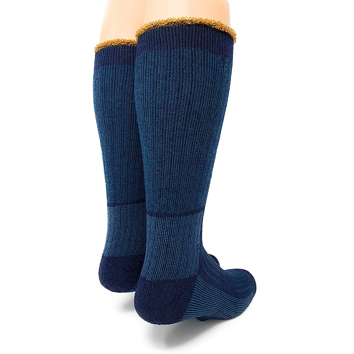 WARRIOR ALPACA SOCKS - Heavy-Duty Terry Lined Endurance Alpaca Socks (Lakeside Blue/Gold, X-Large)