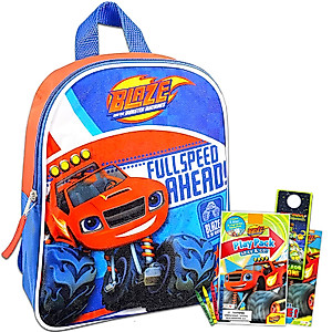 Nick Shop Blaze And The Monster Machines Mini Backpack ~ 3 Pc Bundle With 11 Blaze School Bag Preschool monster truck mini backpack monster truck backpack toddler boys