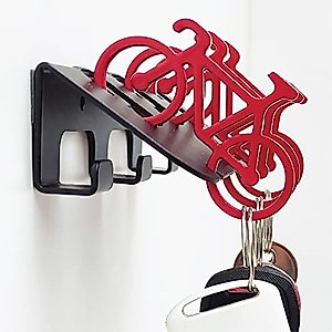 Jescun kakun Bicycle Key Holder for Wall Adhesive Key Rack - 4-in-1 Wall Mounted Key Holder, Decorative Key Chain, Bottle Opener, Bag & Belt Holder - Adhesive Key Holder for Wall with 3 Bike Keychain