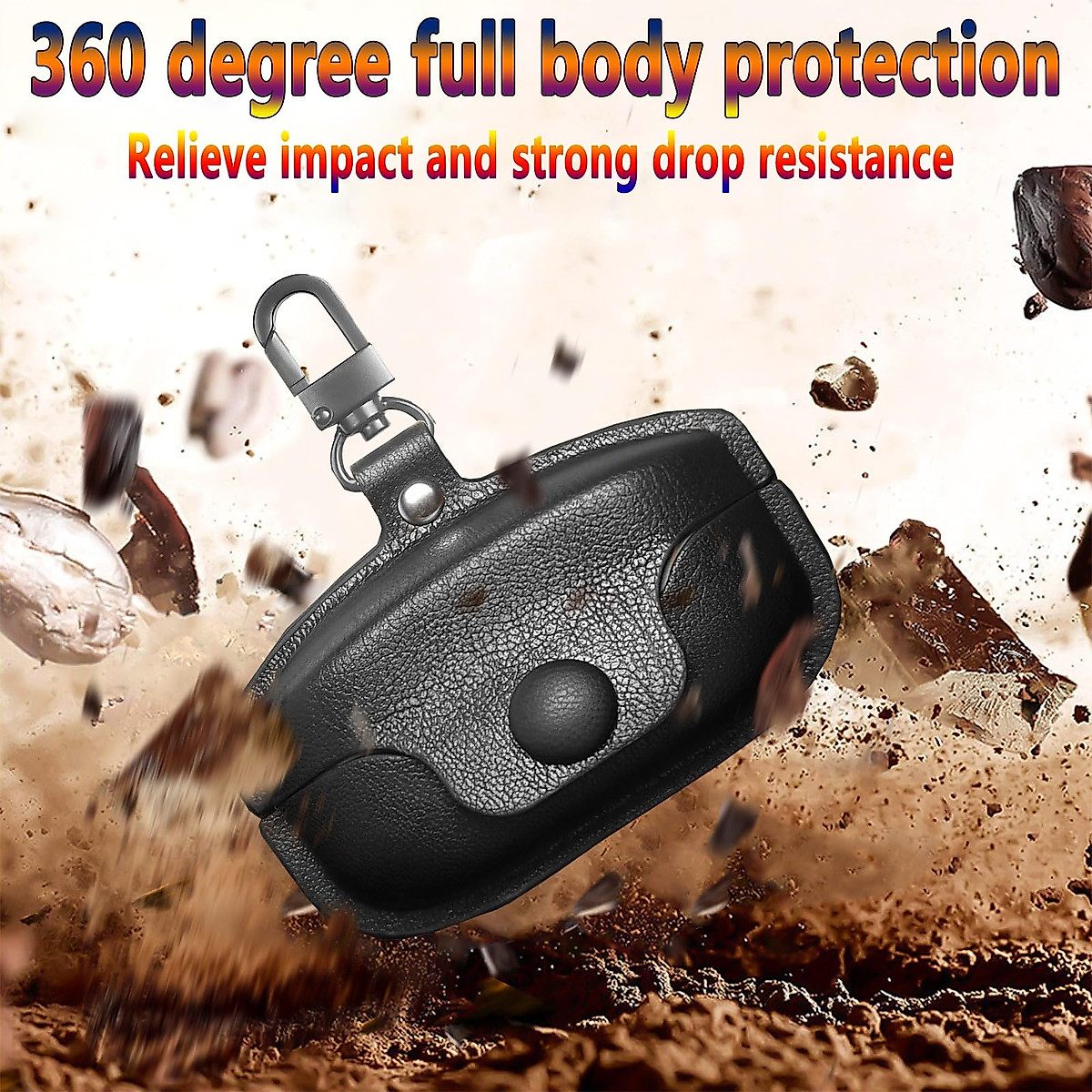 SKPY Secure Snap-Fastener Leather Case Compatible with Sony WF-1000XM4 Scratch Shockproof Leather Cover with Anti-Loss Keychain for Boys Girls Womens Mens