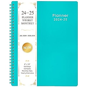 2024-2025 Planner - Weekly and Monthly Planner 2024-2025, Jul 2024 - Jun 2025, 8'' x 10'', 2024-2025 Planner, Twin-Wire Binding, Thick Paper, Flexible Cover - Lake Green