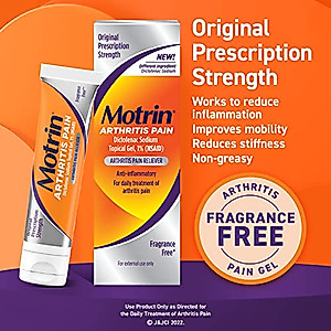 Motrin Arthritis Pain Relief Diclofenac Sodium Topical Gel 1%, Anti-Inflammatory Cream for Arthritis Pain in Hands, Wrists, Elbows, Knees, Feet & Ankles, NSAID Pain Relief Gel, 1.76 Oz