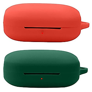 2 Pack DAYJOY Soft Silicone Protective Case Compatible with OnePlus Buds Pro 2(2023) Earbuds, Protective Skin Sleeve with Key Chain (red+Green)