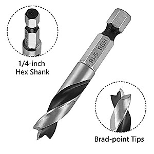 SeonFook 6PCS Stubby Drill Bit Set 1/4-Inch Quick Change Hex Shank 4241 High Speed Steel Woodworking Tool Bits for Drill Set Used in Tight Spaces