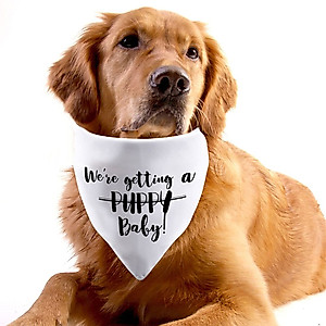2 Pack We’re Getting a Puppy Baby Dog Bandana Pregnancy Announcement Baby Announcement Gift (Getting a Puppy Baby 2 pack)