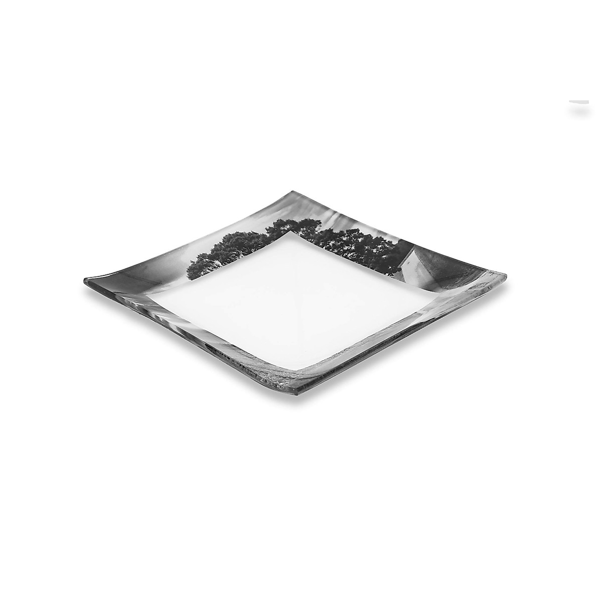 GAC Unique Landscape Design Square Tempered Glass Dessert Plates – 6 Inch – Set of 5 – Break Resistant – Oven Proof - Microwave and Dishwasher Safe - Attractive Yellow Colored Salad Plate Set